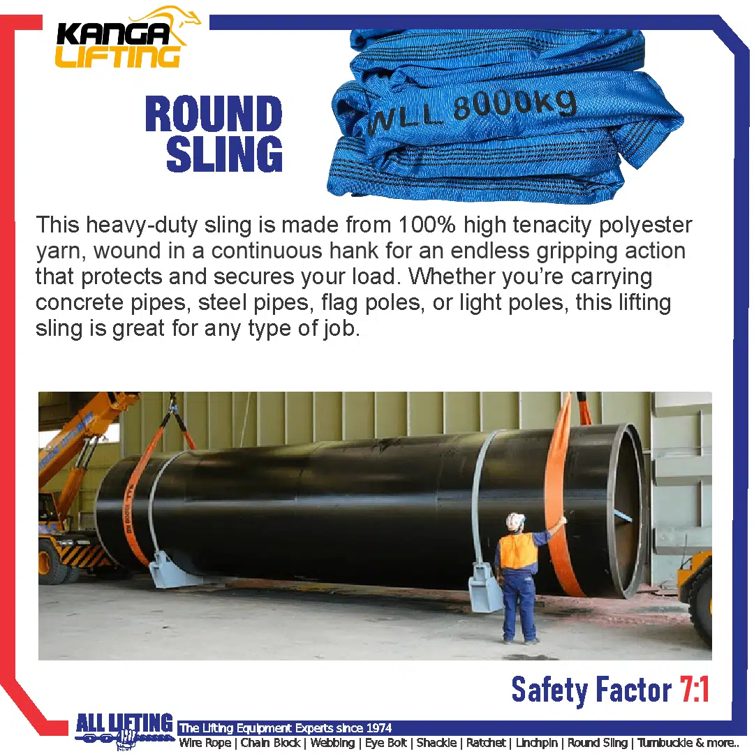 Jual KANGA LIFTING Round Sling / Roundsling 8 Ton x 2 Meter